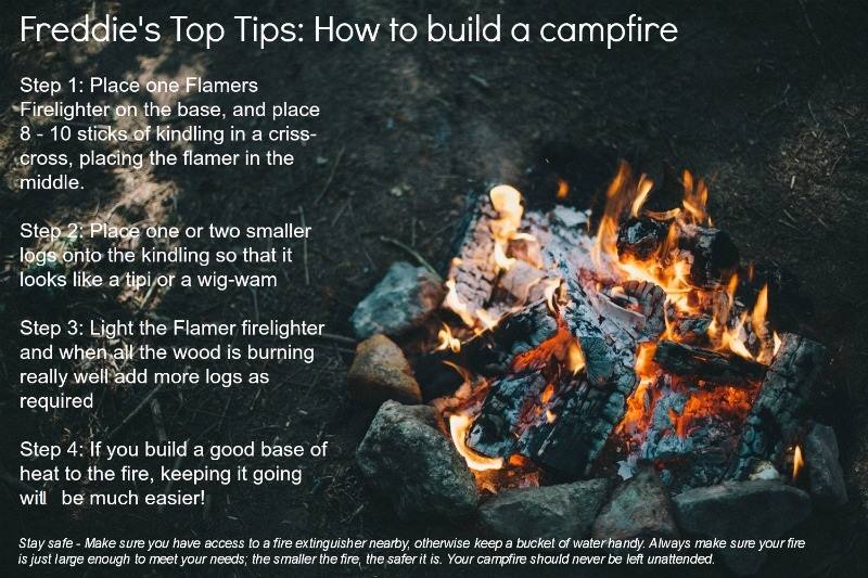 Freddie’s Top Tips: How to build a campfire - Flamers Firelighters